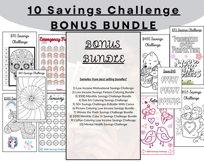 Bubble Numbers Savings Challenge Bundle, Money Saving Challenge A6 ...