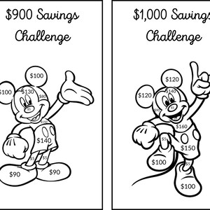 Mickey Savings Challenge Bundle, Coloring Saving (PDF Digital Download ...