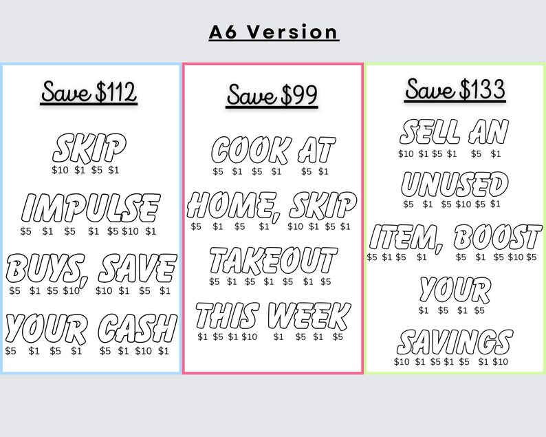 Low Income Savings Challenge, Take Action Bundle, A6 Mini Savings ...
