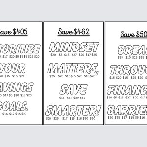 Intentional Savings, Color-in Savings Challenge, Save 1000, Save 500 ...