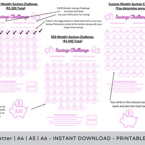 Weekly Savings Challenge Printables, Savings Challenge Bundle ...