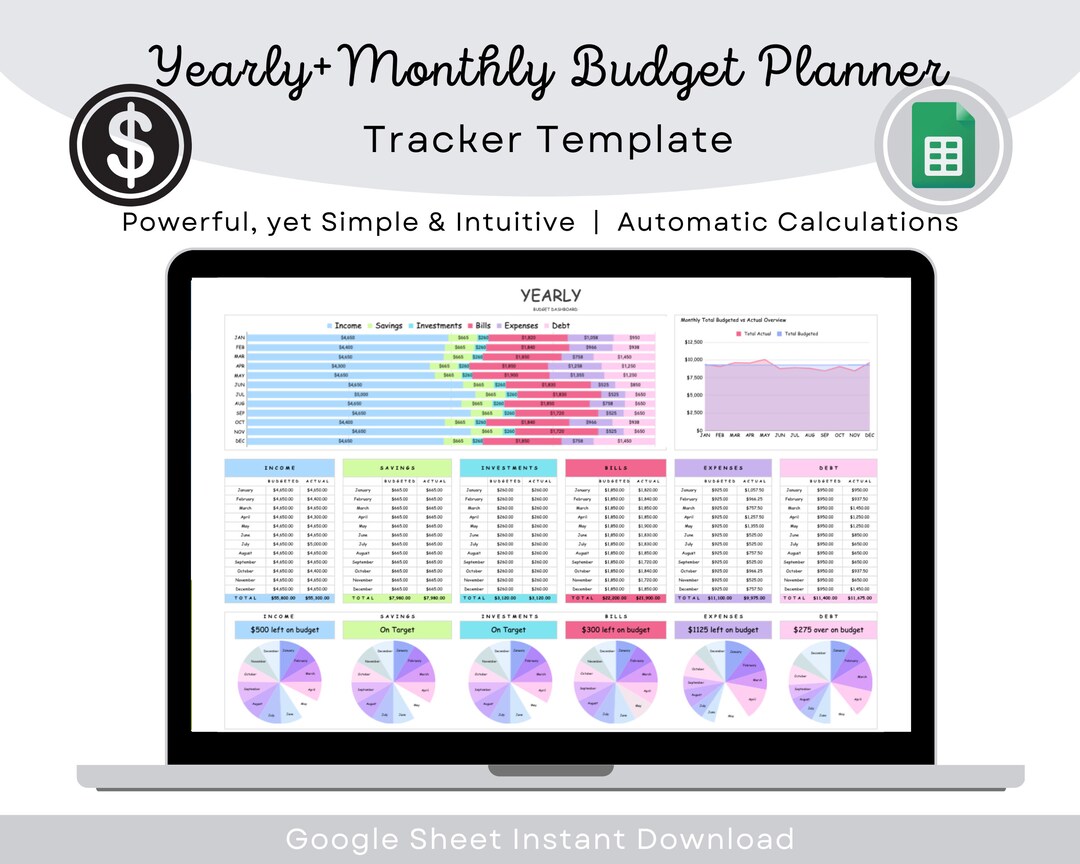 Google Sheets Monthly Budget Tracker, Budgeting, Budget Planner, Budget ...