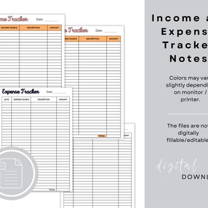 Income and Expense Tracker Printable (A4, A5, US Letter, Digital ...