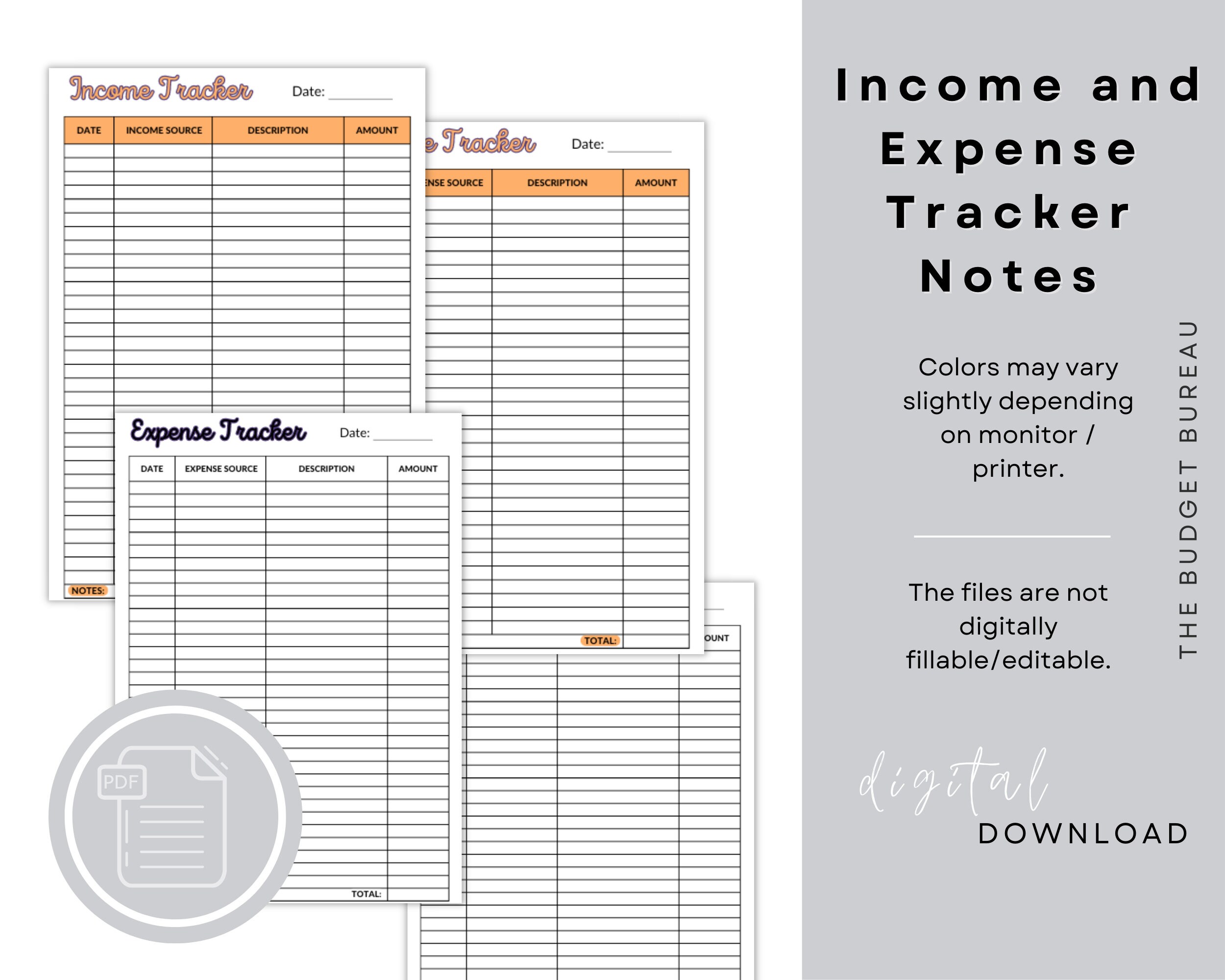Income and Expense Trackers, Printable, Expense Tracker, Income Tracker ...