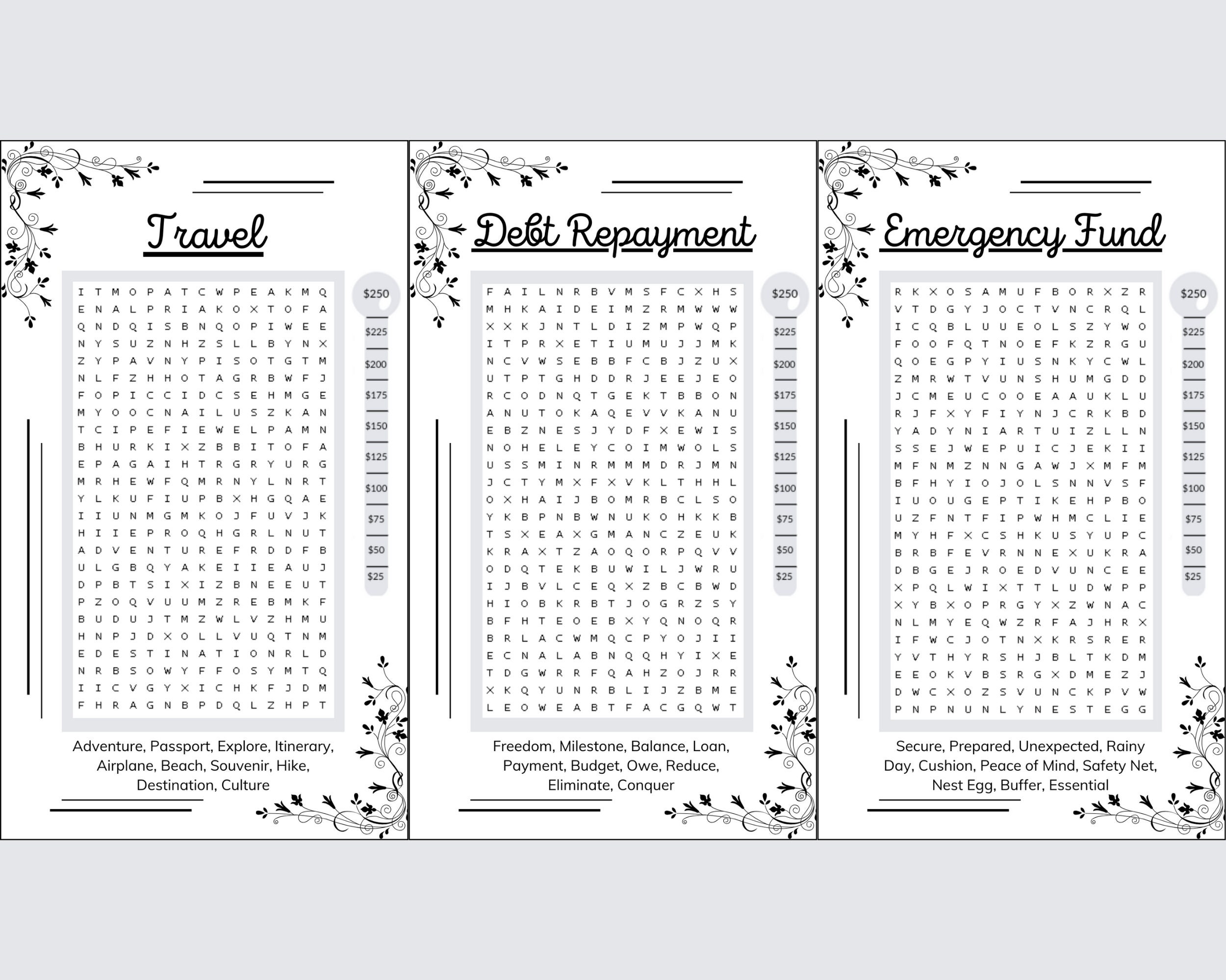 Word Search Savings Challenge, A6 Mini Savings Challenge Bundle ...
