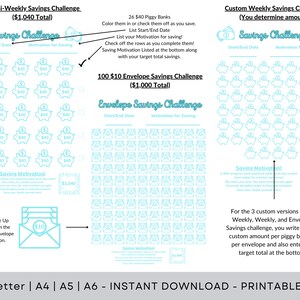 Savings Challenge Printable, Savings Challenge Bundle, Challenge Set ...