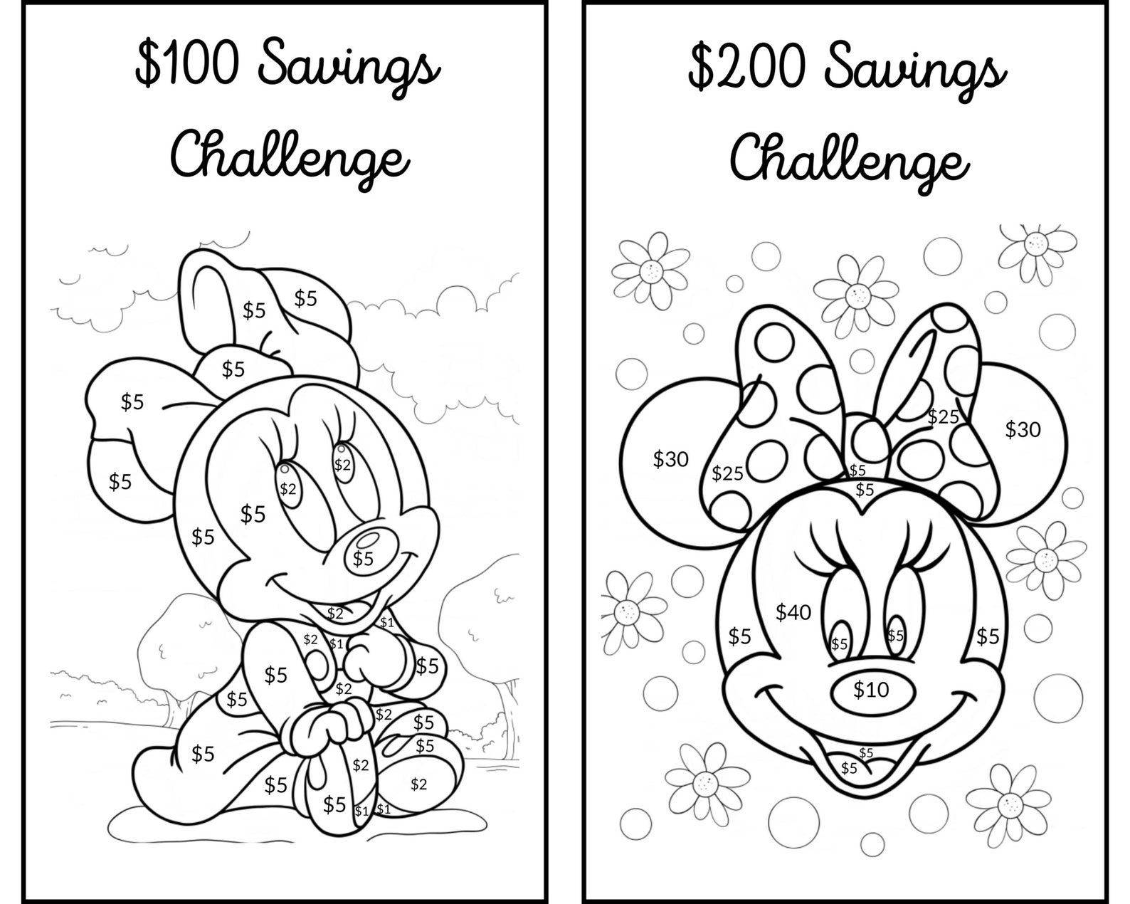 Minnie Savings Challenge, Colorin Savings, Money-saving, Coloring ...