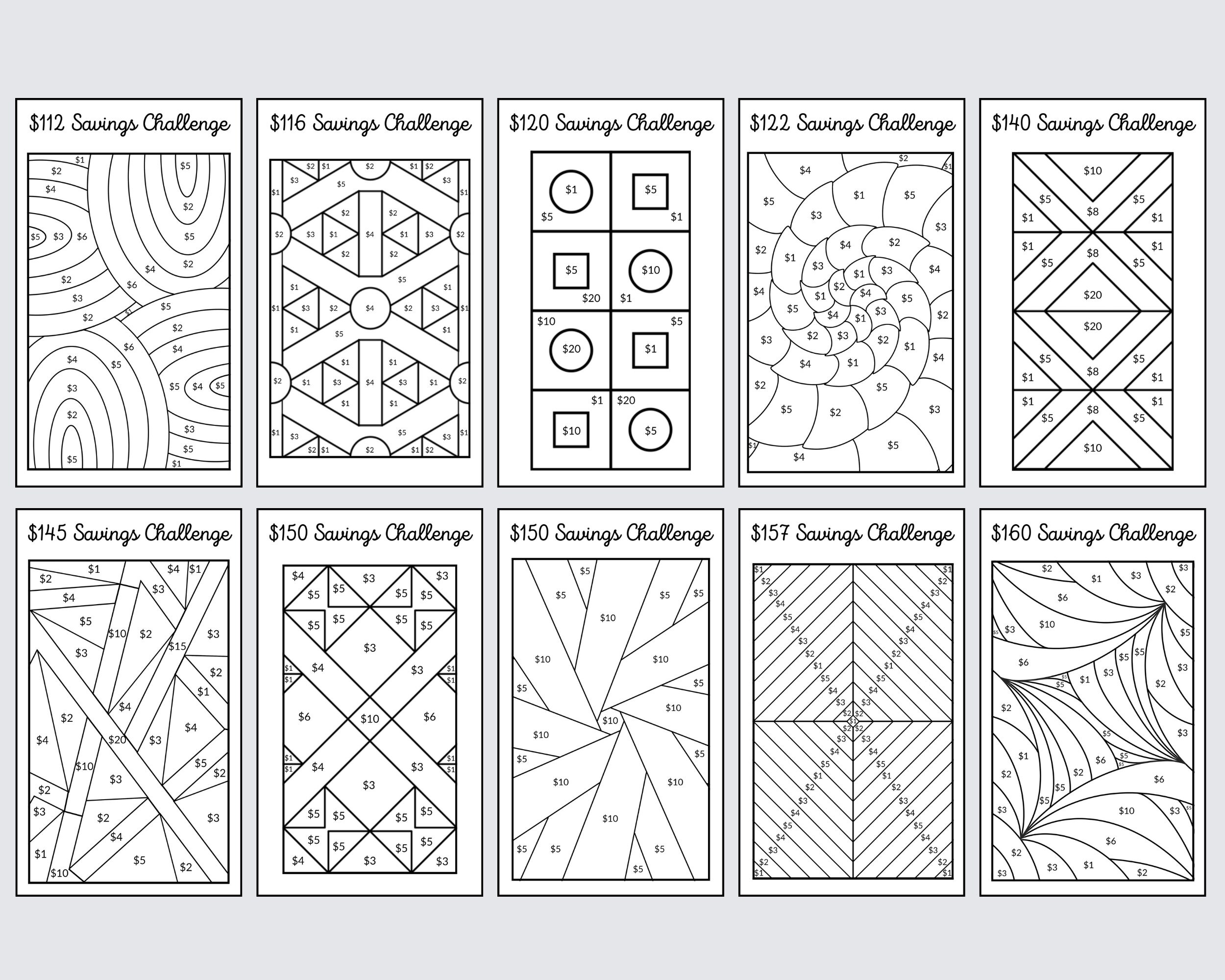 Coloring Low Income Savings Challenge, 40 Item Patterns Saving, Money ...