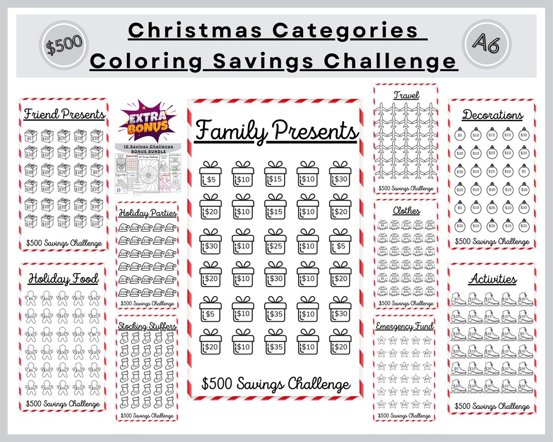 Christmas Savings Challenge | Christmas Fund, Holiday Budget (digital ...