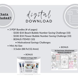 Bubble Numbers Savings Challenge Bundle, Money Saving Challenge A6 ...