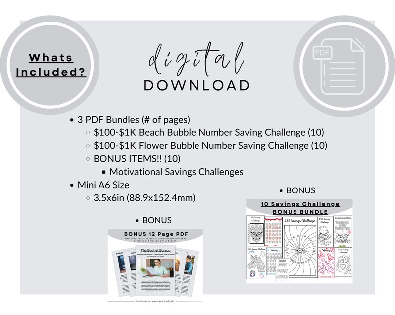 Bubble Numbers Savings Challenge Bundle, Money Saving Challenge A6 ...