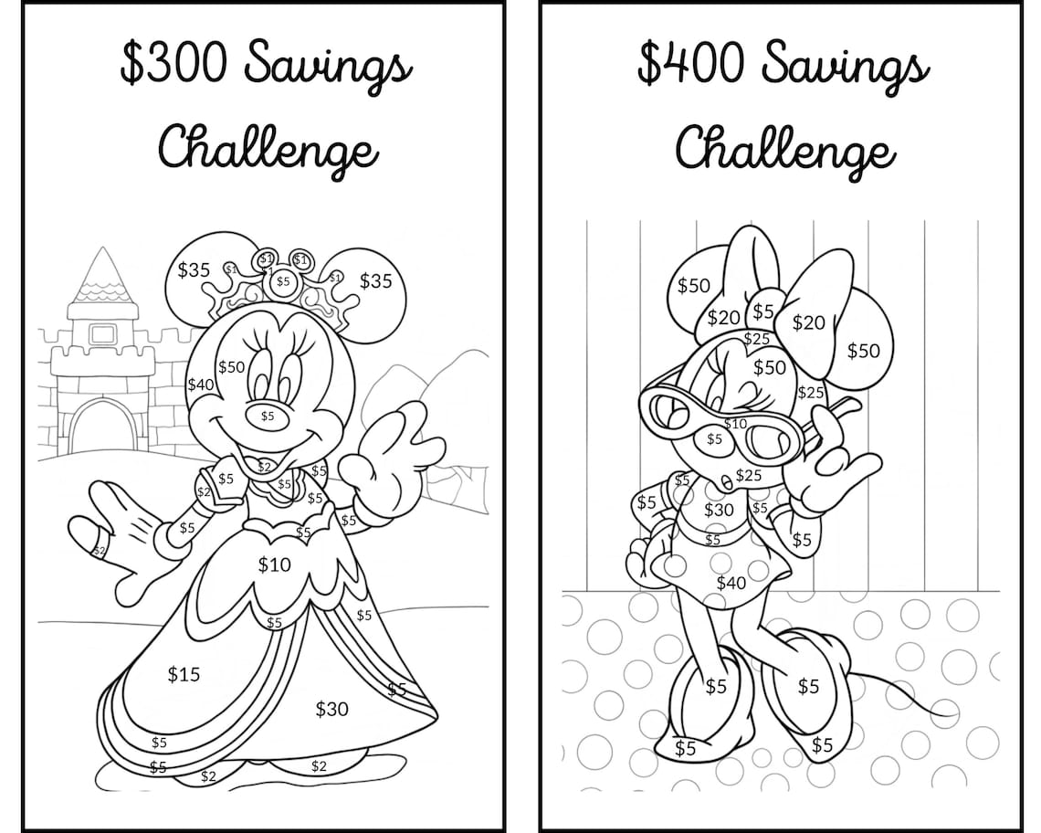Minnie Savings Challenge, Colorin Savings, Money-saving, Coloring ...