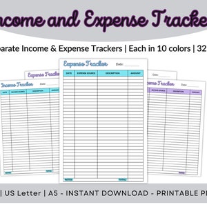Income and Expense Tracker Printable (A4, A5, US Letter, Digital ...