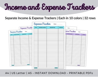 Printable Income and Expense Tracker (A4, A5, US Letter, Digital ...