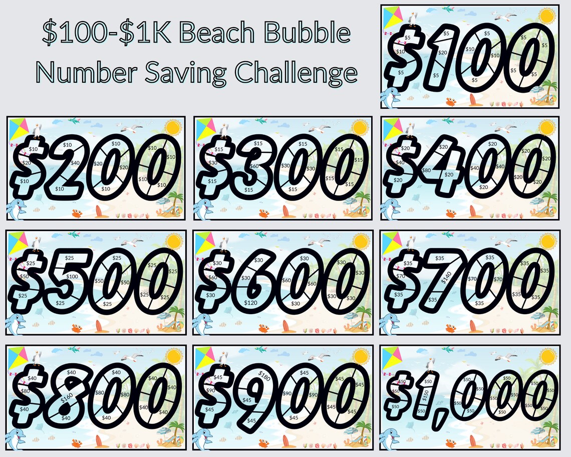 Bubble Numbers Savings Challenge Bundle, Money Saving Challenge A6 ...