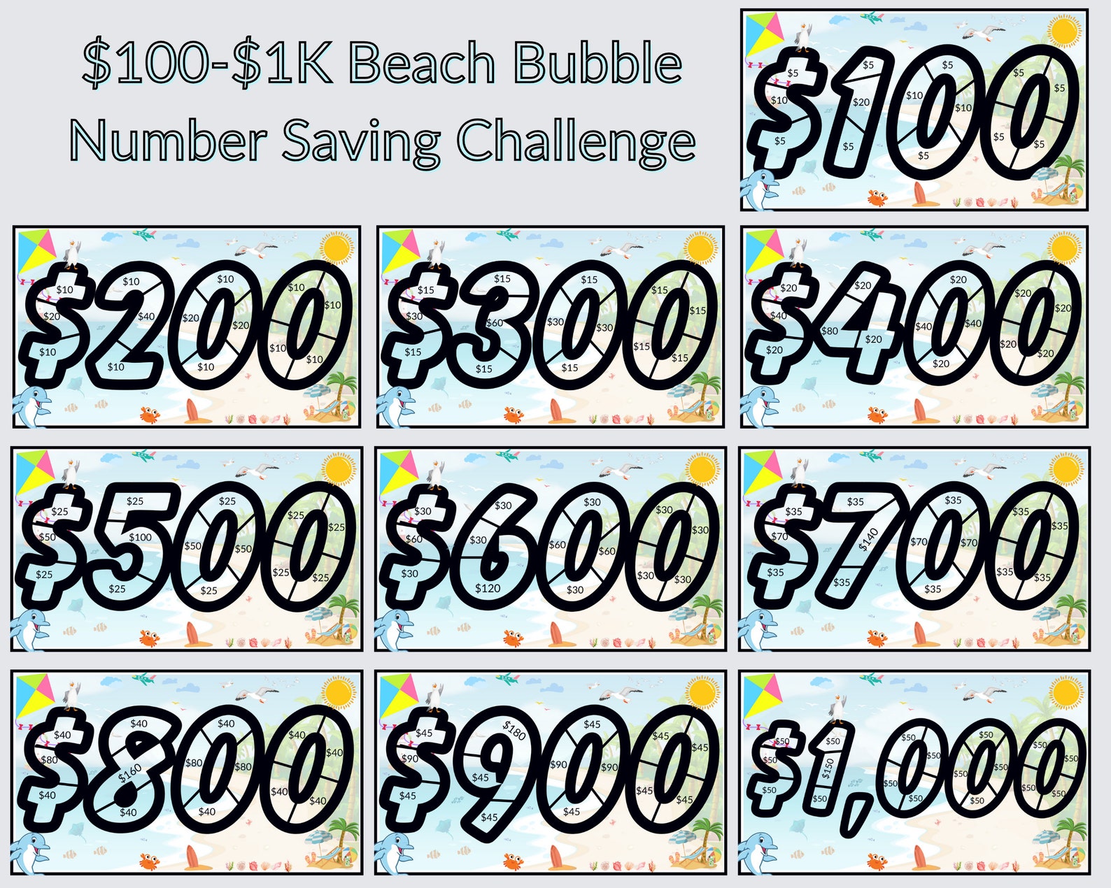 Bubble Number Savings Challenge Bundle: A6 Budget Binder (digital ...