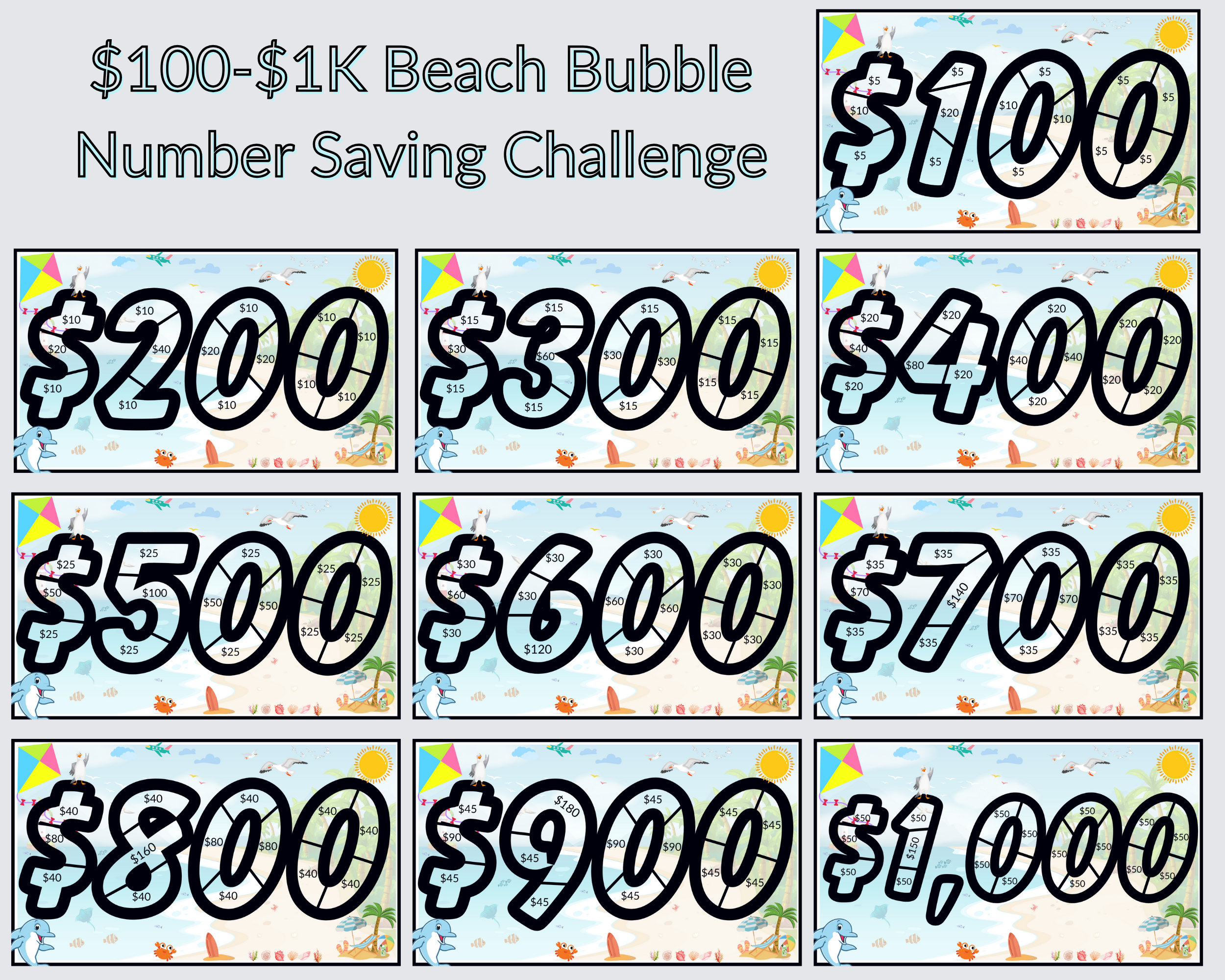 Bubble Numbers Savings Challenge Bundle, Money Saving Challenge A6 ...