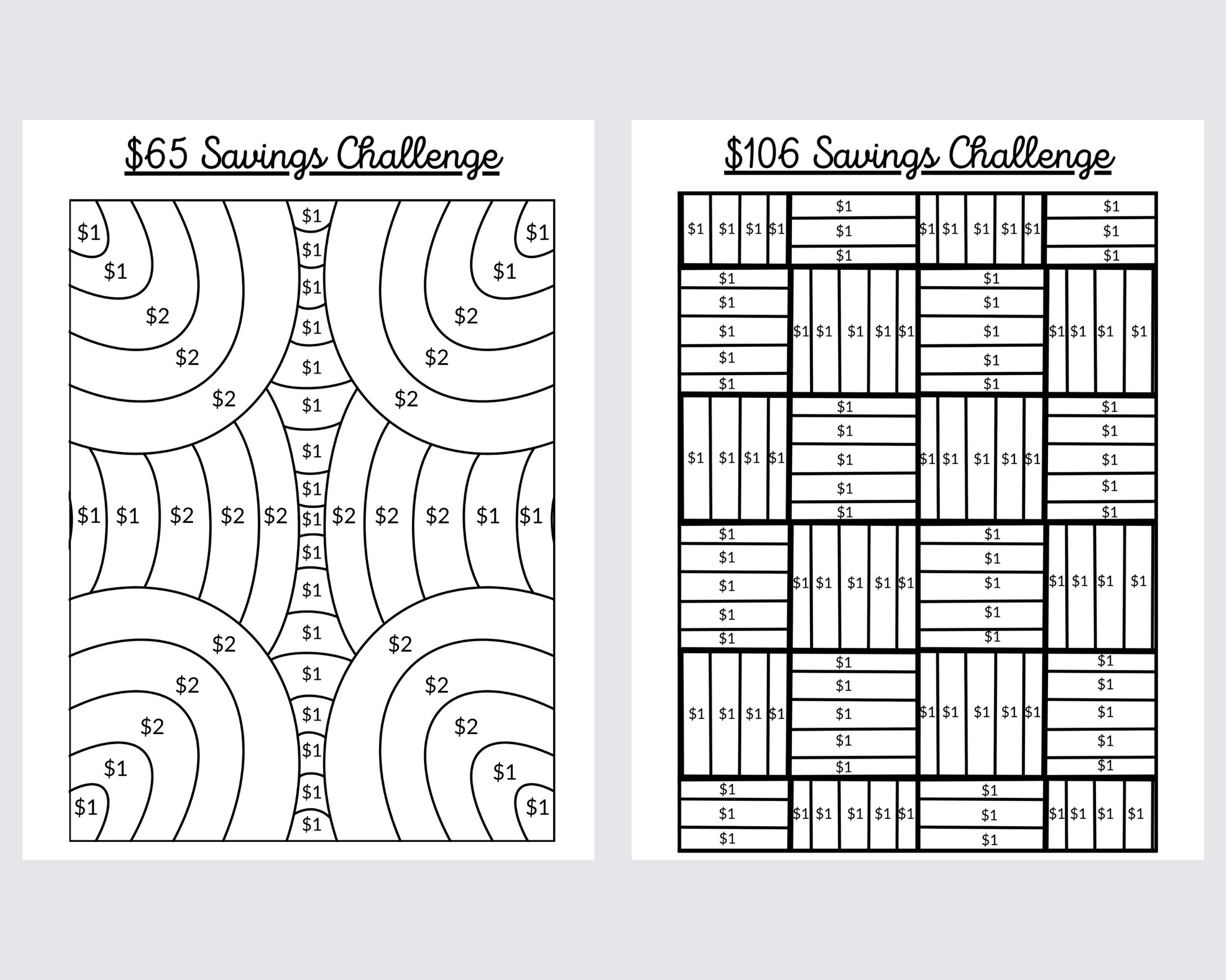 Coloring Pattern Savings Challenge Bundle (A4, A5, US Letter, Digital ...
