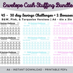 Money Savings Challenge Bundle, Cash Stuffing, Envelope Stuffing, A6 ...