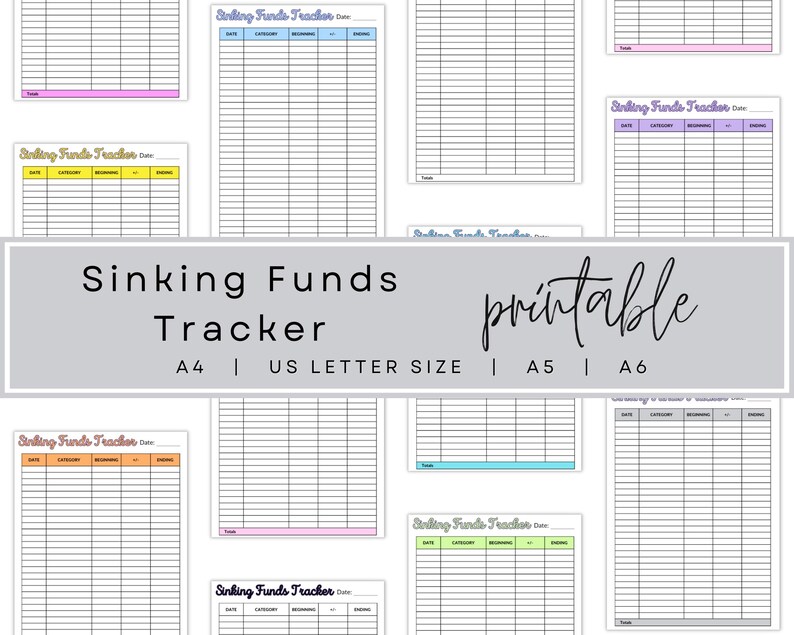 Sinking Funds Tracker Printable: Budget Planner (A4, A5, A6, US Letter ...
