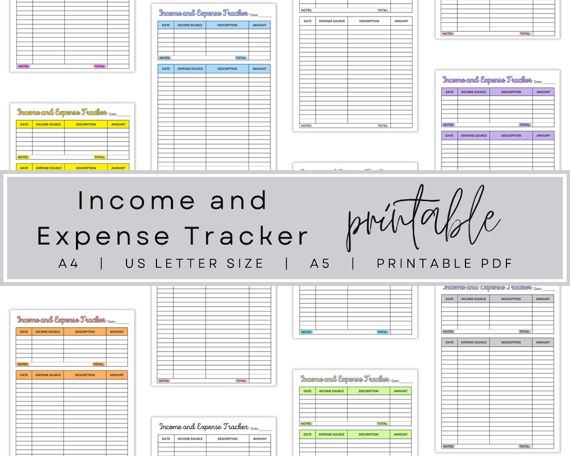 Printable Income and Expense Tracker (A4, A5, US Letter, Digital ...