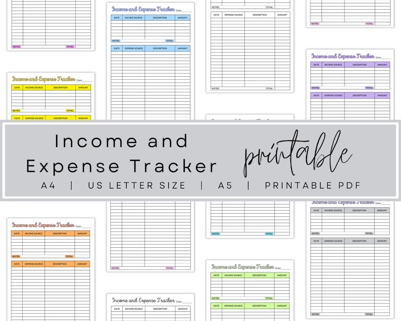 Income and Expense Tracker Printable, Expense Tracker, Income Tracker ...