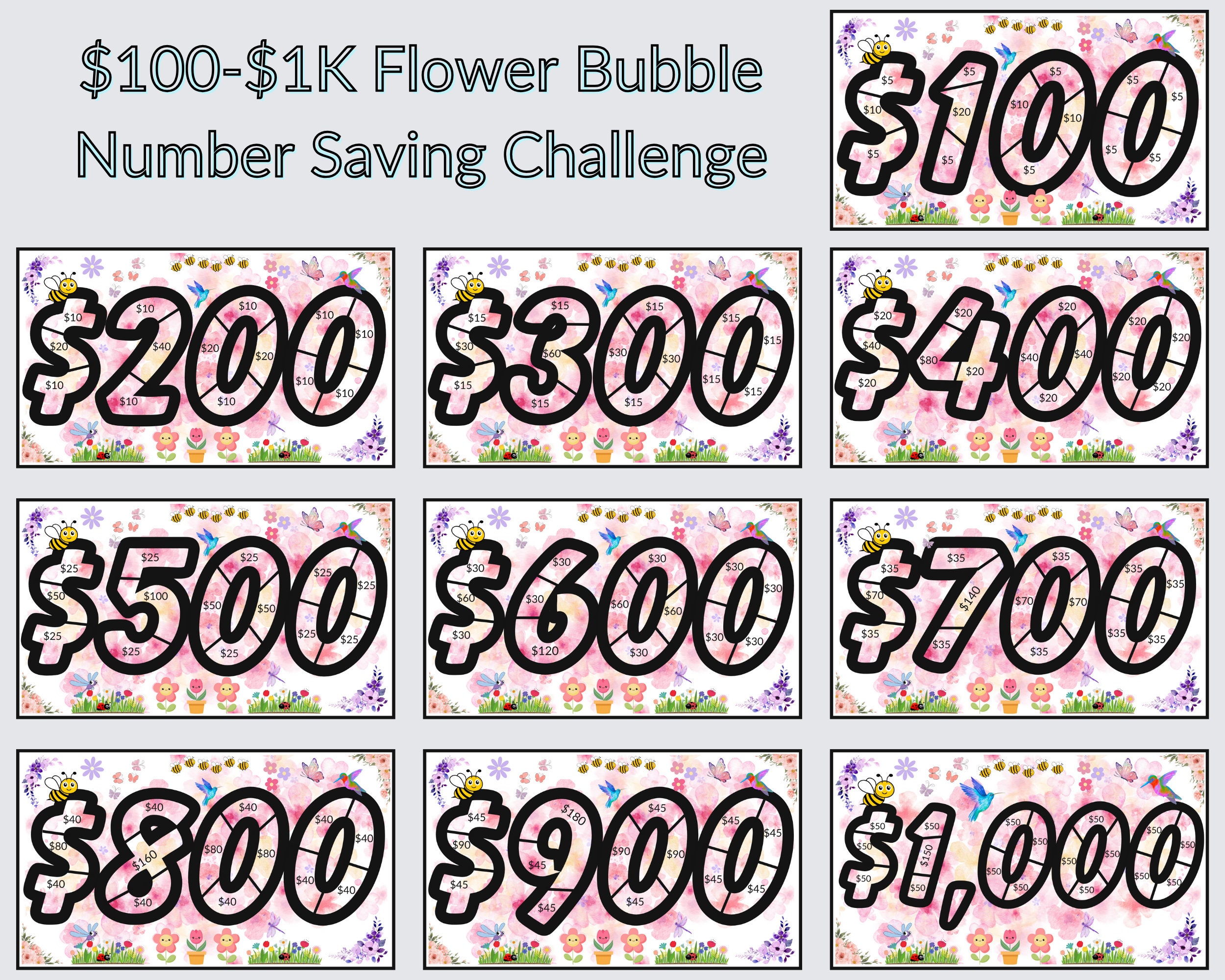 Bubble Number Savings Challenge Bundle: A6 Budget Binder (digital ...