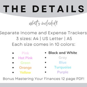 Income and Expense Trackers, Printable, Expense Tracker, Income Tracker ...