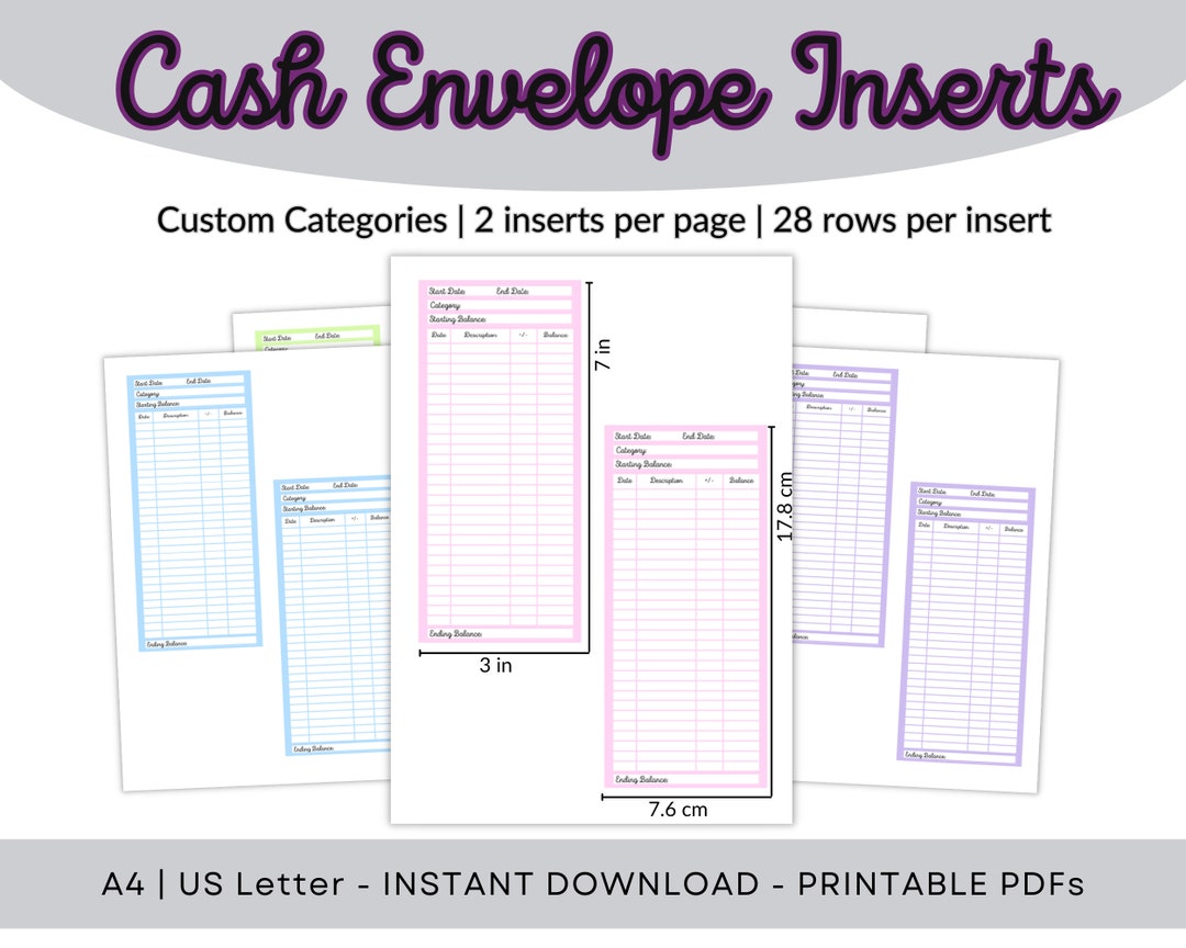 Cash Envelope Inserts: Budgeting Tracker, A4/US Letter (digital ...