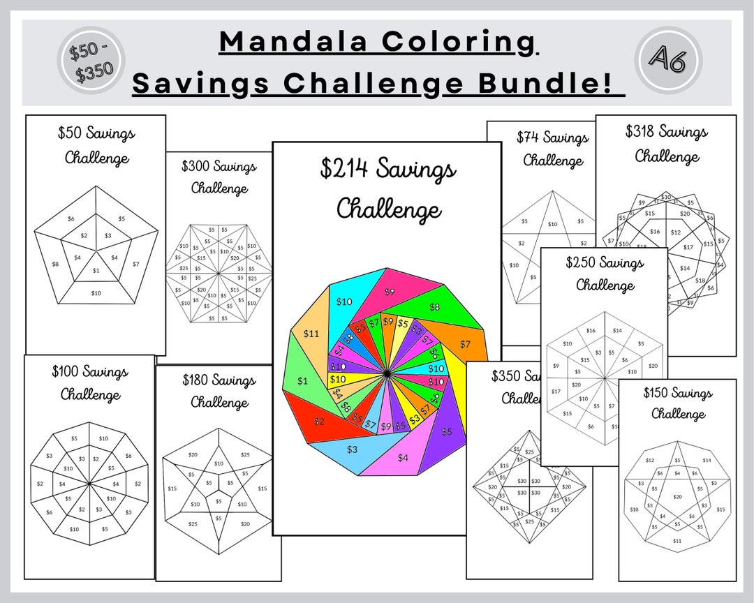 Mandala Coloring Savings Challenge Bundle A6 (digital Download) - Etsy