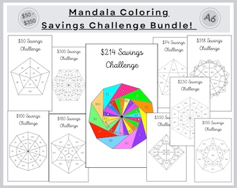 Mandala Savings Challenge Coloring Page - Etsy