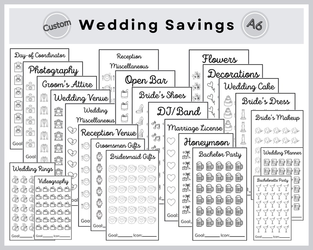 Wedding Savings, Challenge Set, Savings Challenge Bundle, Printable ...