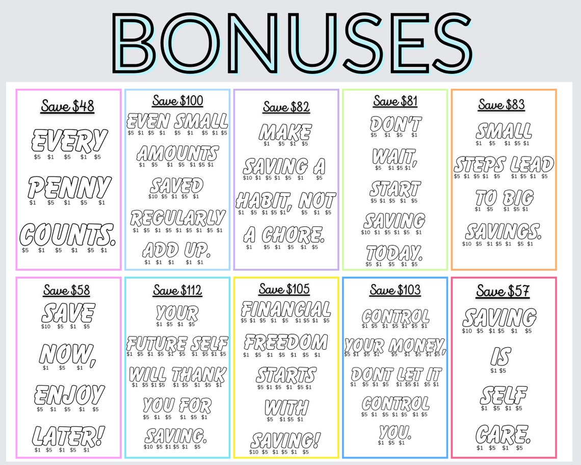 Bubble Numbers Savings Challenge Bundle, Money Saving Challenge A6 ...