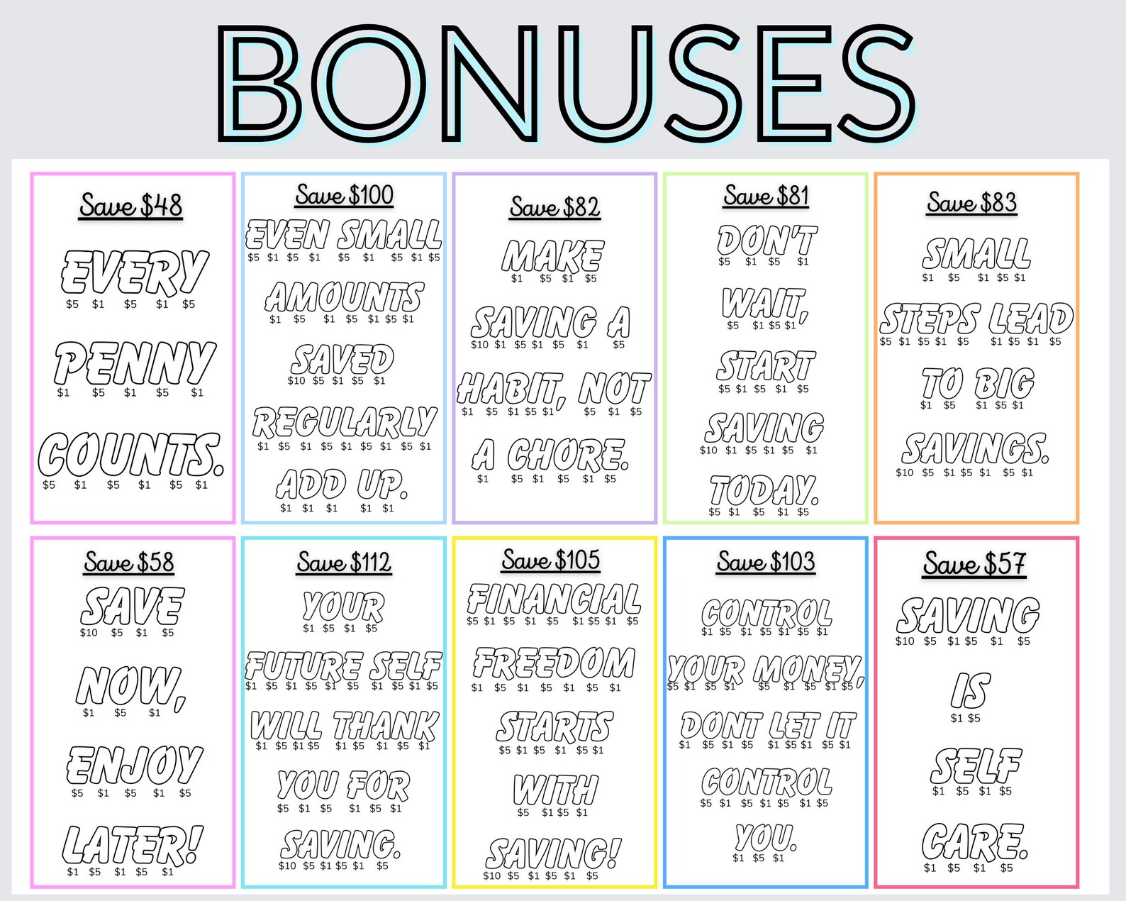 Bubble Numbers Savings Challenge Bundle, Money Saving Challenge A6 ...