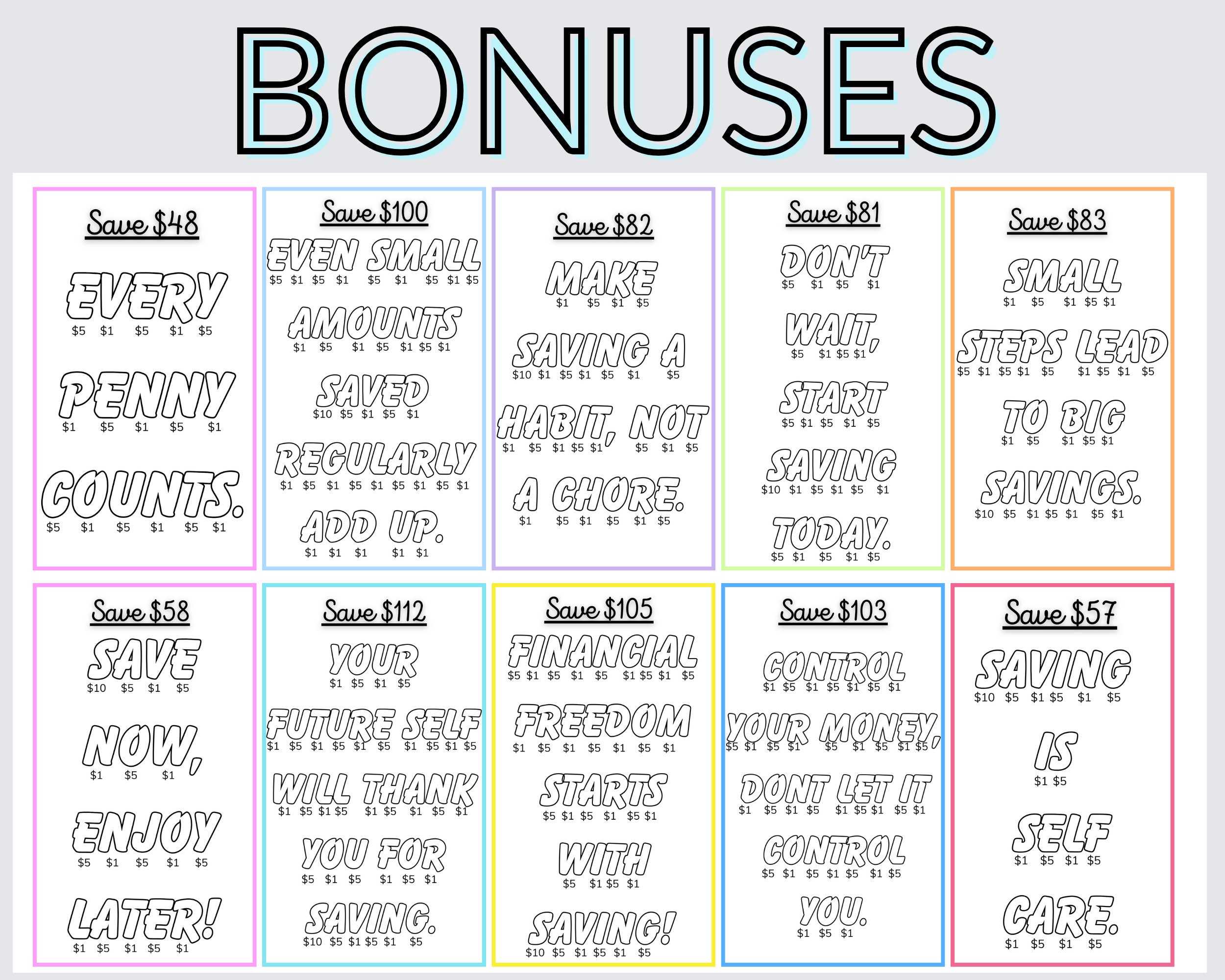 Bubble Numbers Savings Challenge Bundle, Money Saving Challenge A6 ...