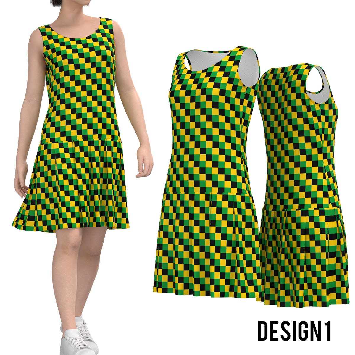 Jamaica Flag Inspired the Cross Yellow Gold Black Green Jamaican Polka ...