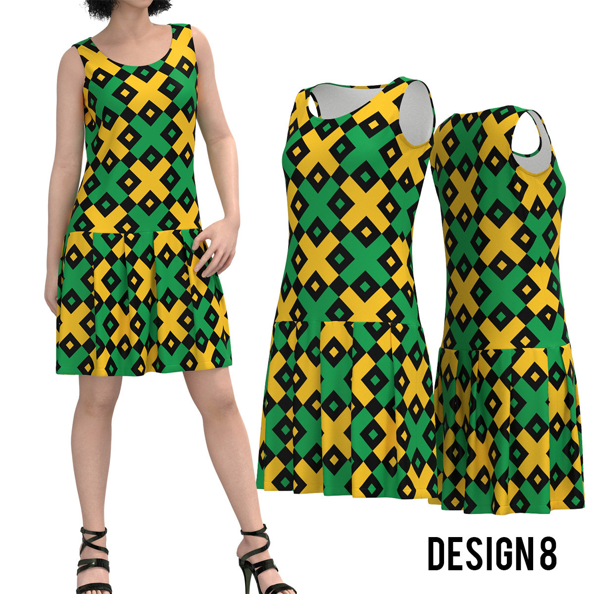 Jamaica Flag Inspired the Cross Yellow Gold Black Green Jamaican Polka ...