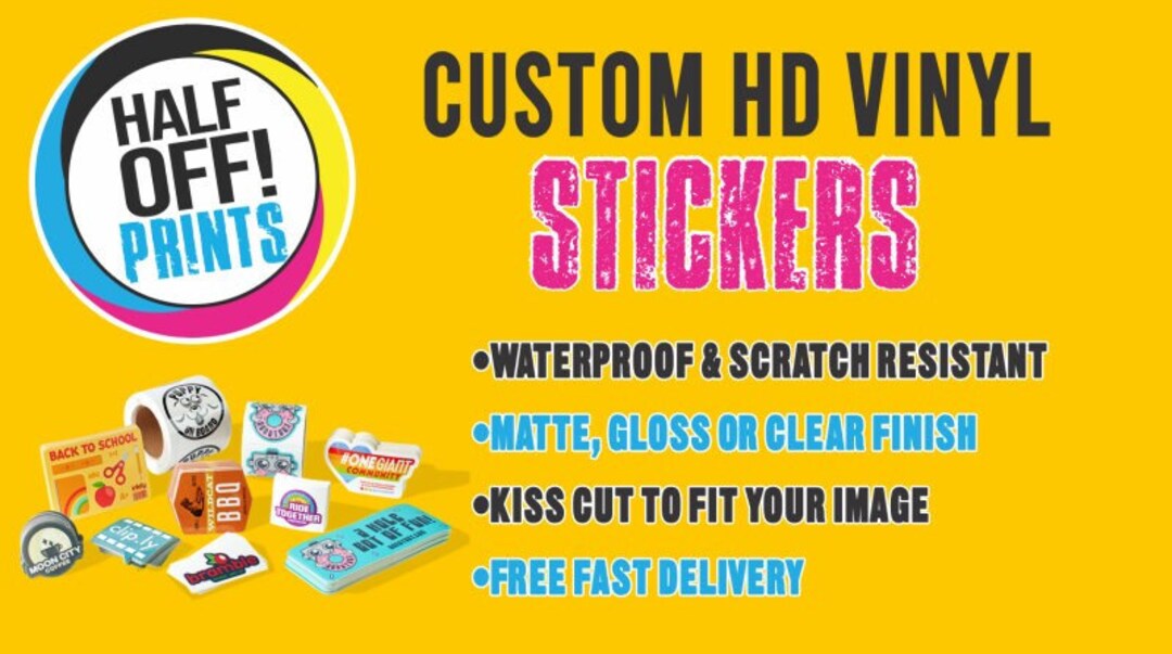 Custom Waterproof Vinyl Sticker! Lowest Price! Matte, Gloss, or Clear ...