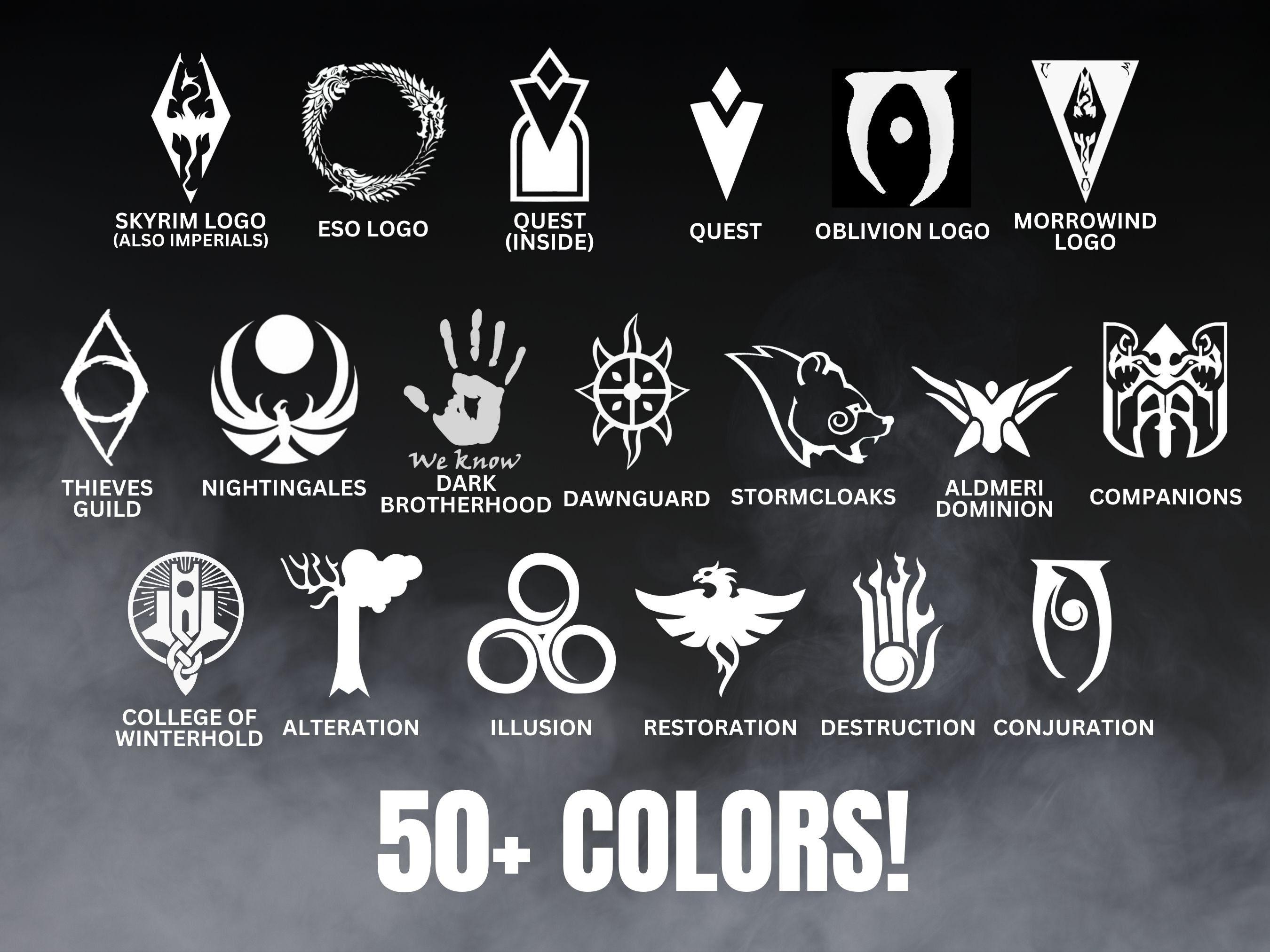 Skyrim Elder Scrolls Decals 50 Colors - Etsy