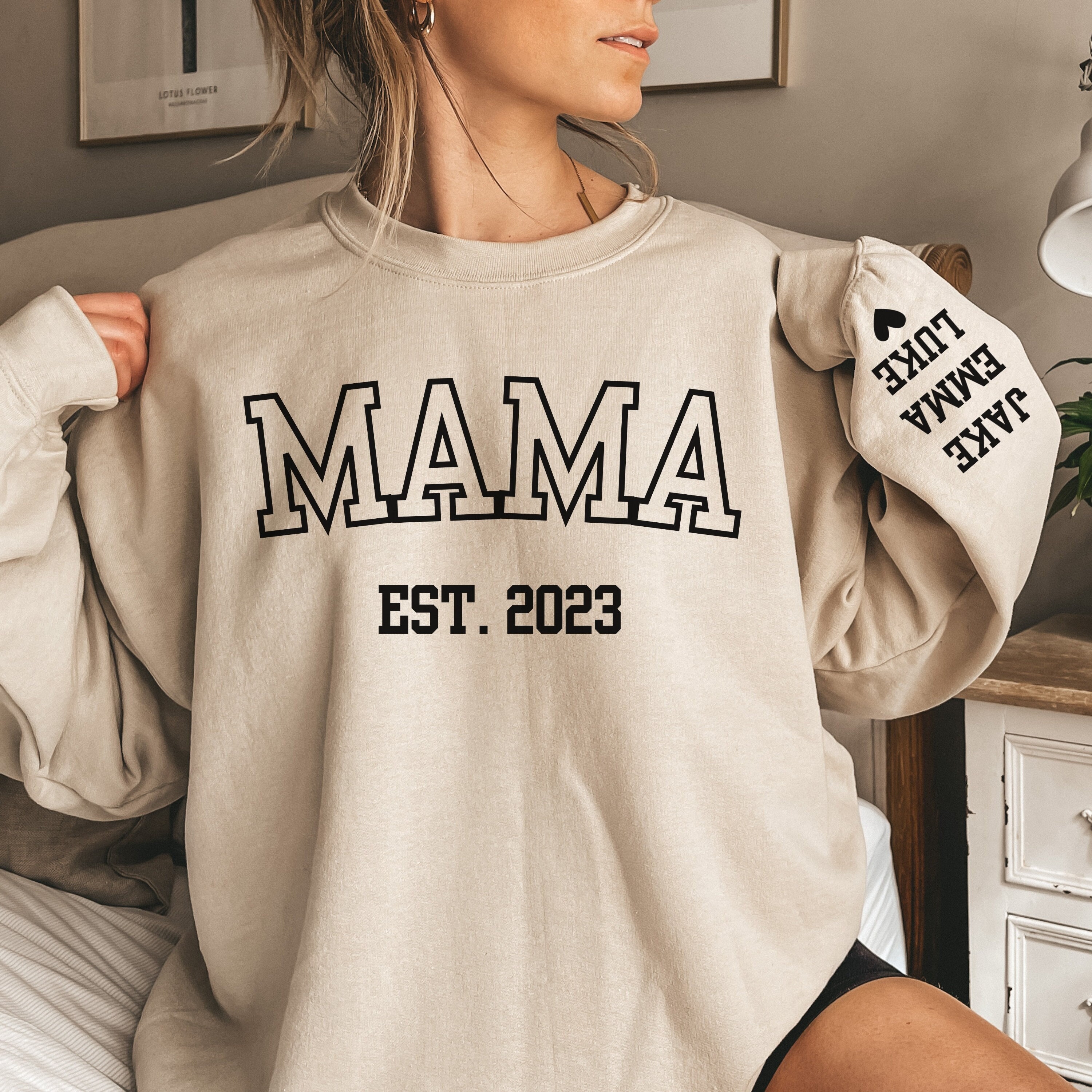 Personalized Mama Sweatshirt With Kids Names Sleeve, Custom Momma ...