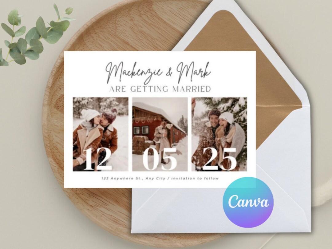 Photo Save the Date Template, Modern Customizable Design (canva) - Etsy
