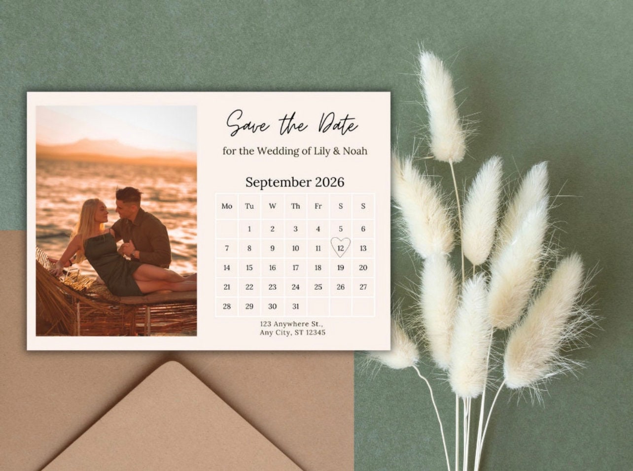 Photo Save the Date Calendar Template, Editable in Canva (digital ...