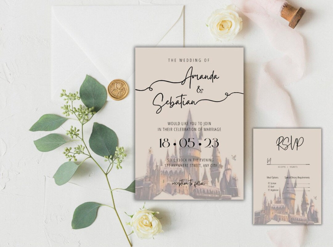 Wizard Wedding Invitation Template With RSVP (canva Editable) - Etsy