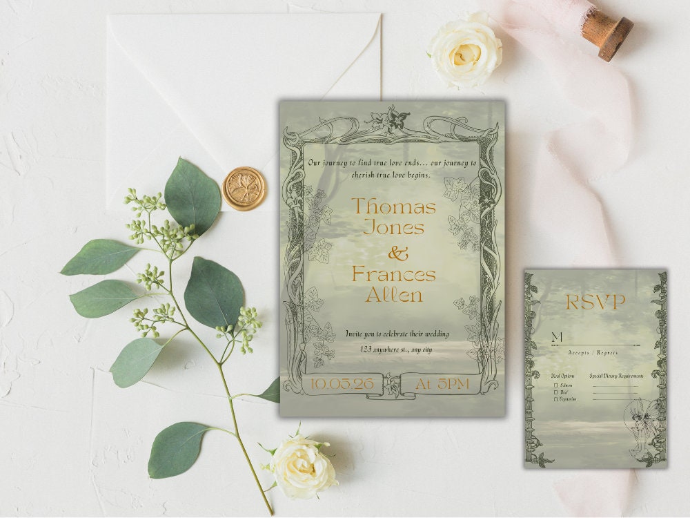 Fully Customizable LOTR Wedding Invitation, Fantasy Wedding Template ...