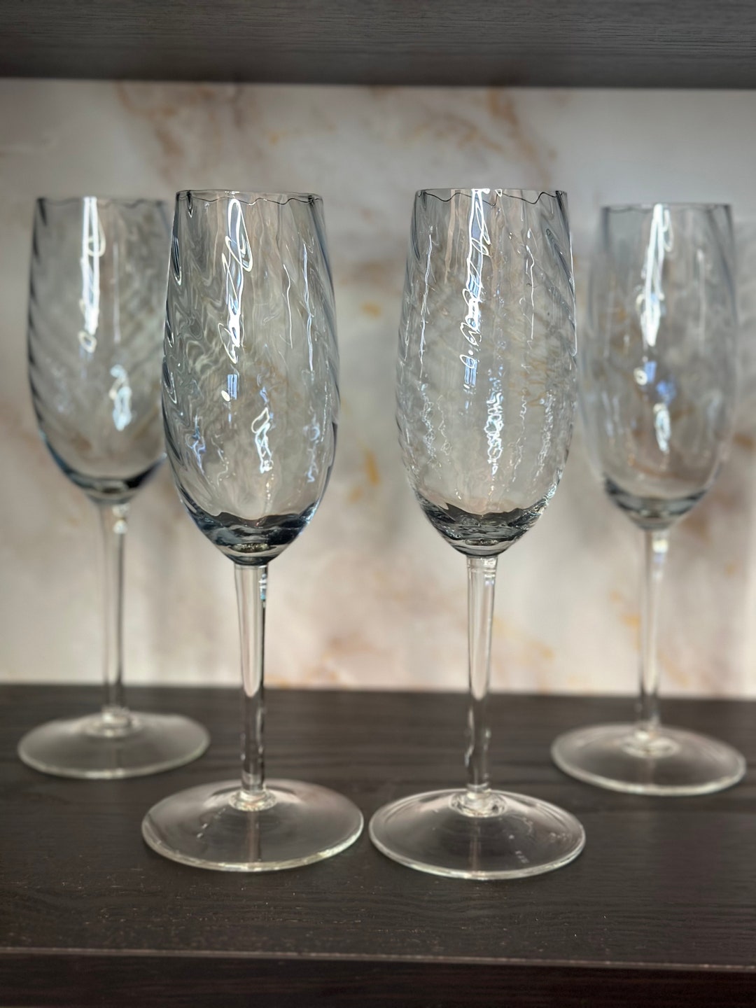 Elegant Optic Swirl Champagne Glasses | Set of 4 - Etsy