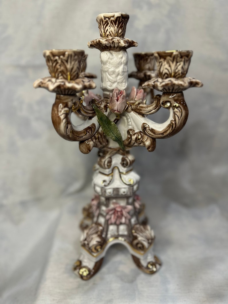 Very Rare Pair of Capodimonte Candelabra Benrose Italy Candlestick ...
