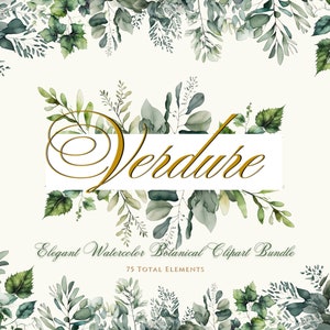 Watercolor Greenery Clipart Bundle Botanical Clipart 75 Commercial Use ...