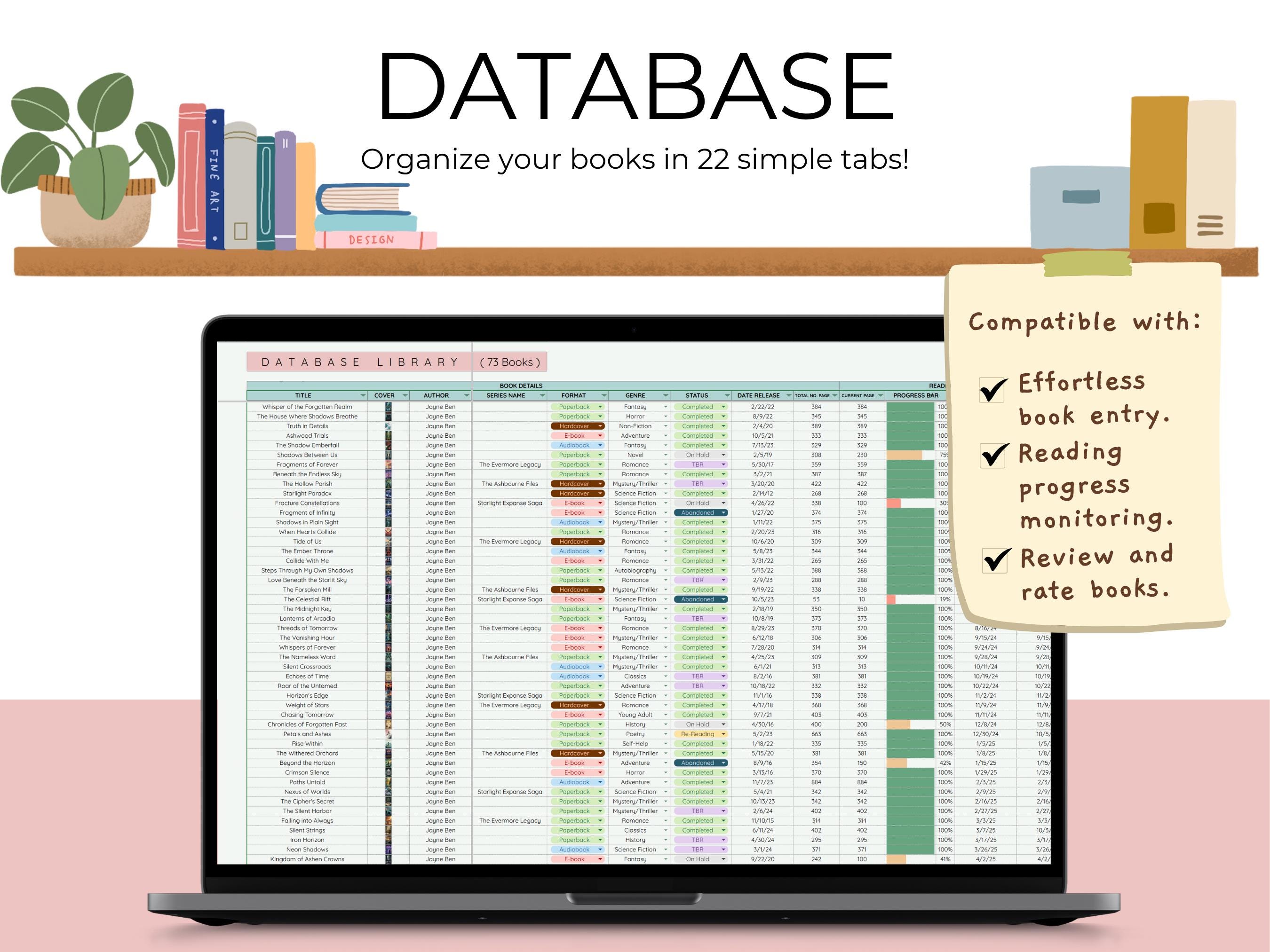 2026 Reading Planner Spreadsheet Digital Reading Book Tracker TBR Book ...