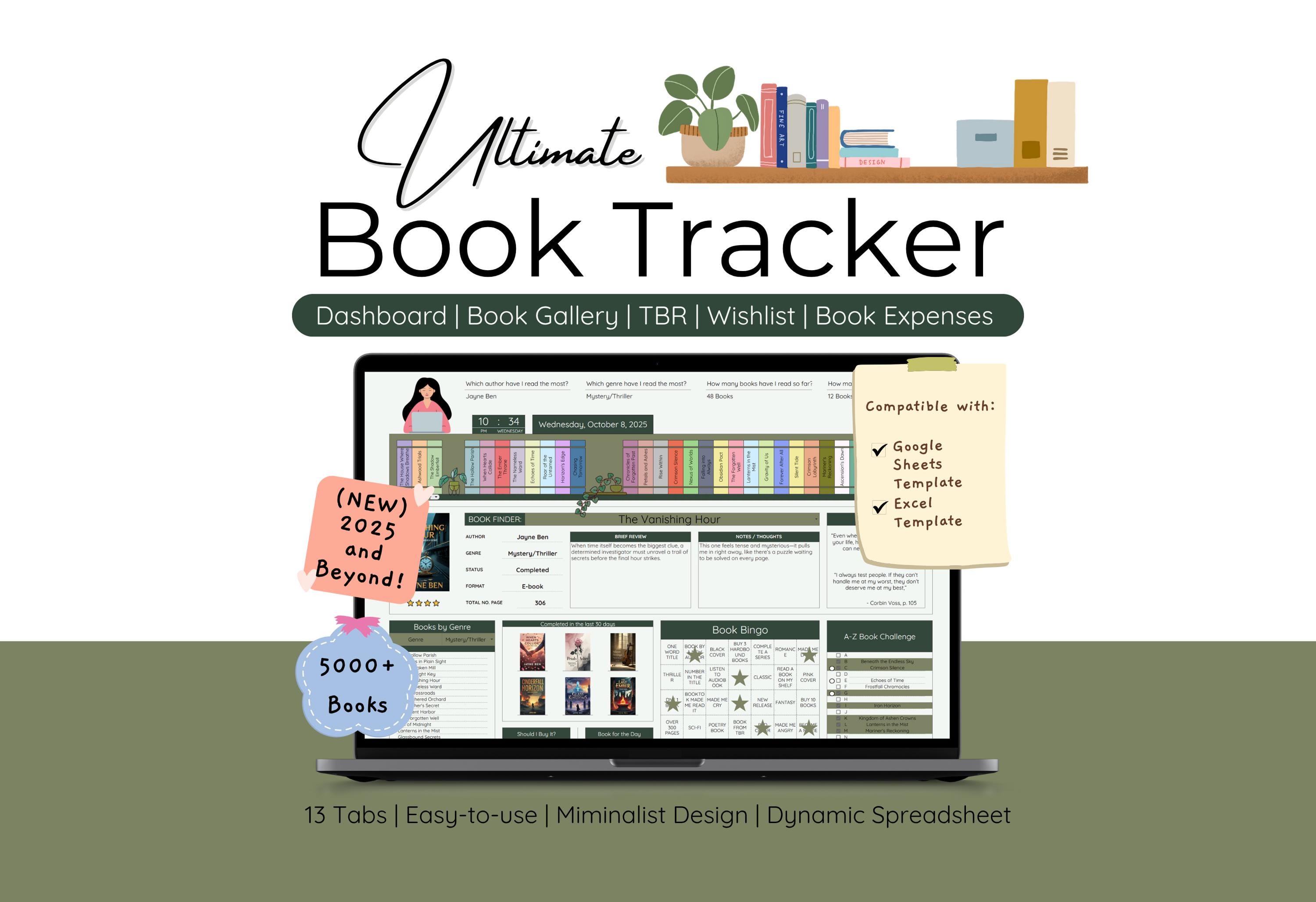 Book Tracker Google Sheets Template Reading Journal Excel Template ...