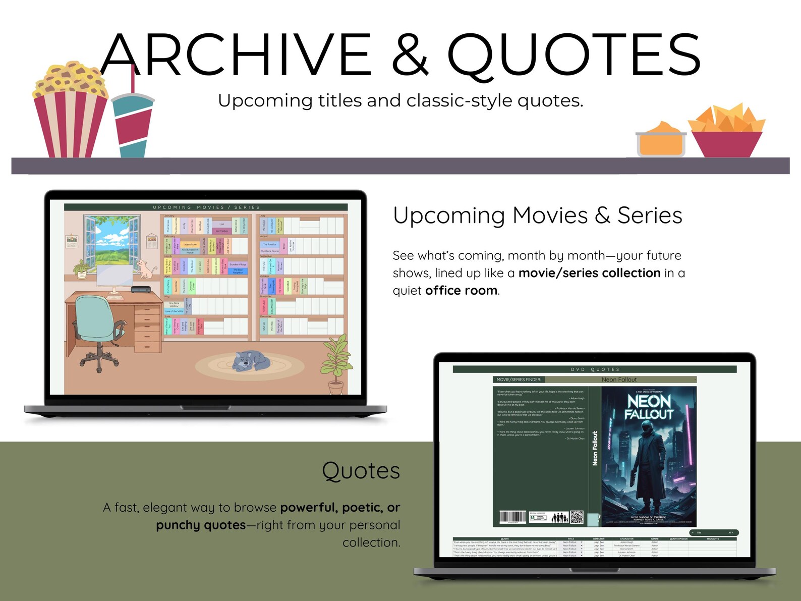 Movie Series & TV Show Tracker Spreadsheet Template With Gallery Quotes ...